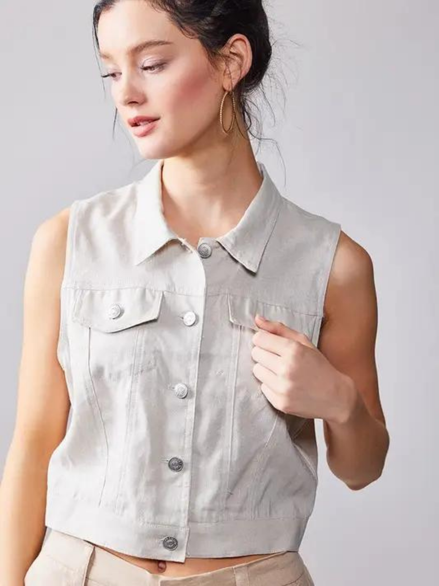 Denim/Linen Vest | Mimi & Rae